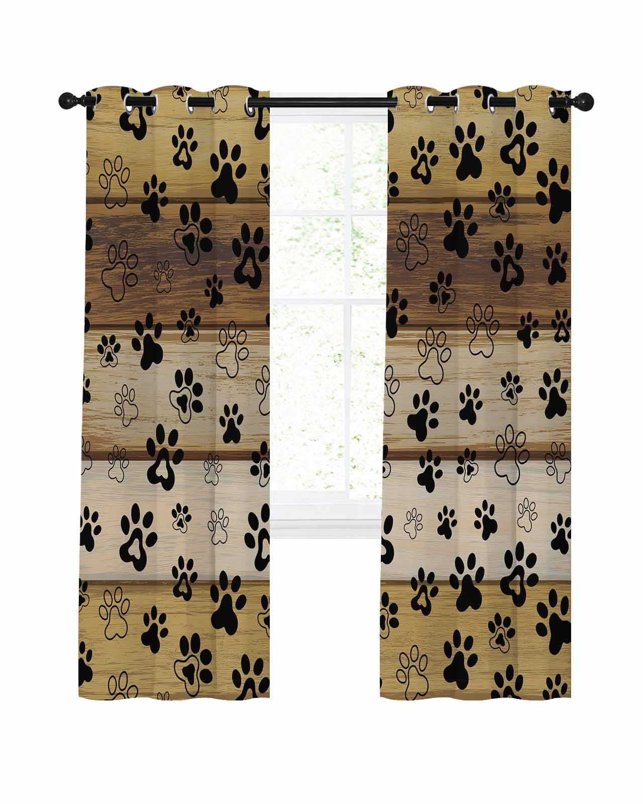 Cute Dog Claws Blackout Curtains, Light Blocking Print Window Curtains ...