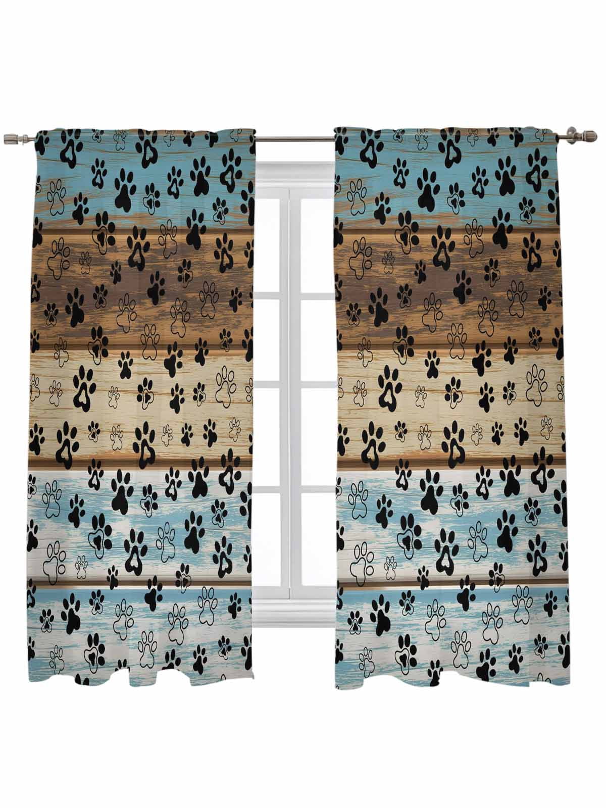 Cute Dog Claws Curtains 72 Inch Length, Sheer Curtains for Bedroom ...