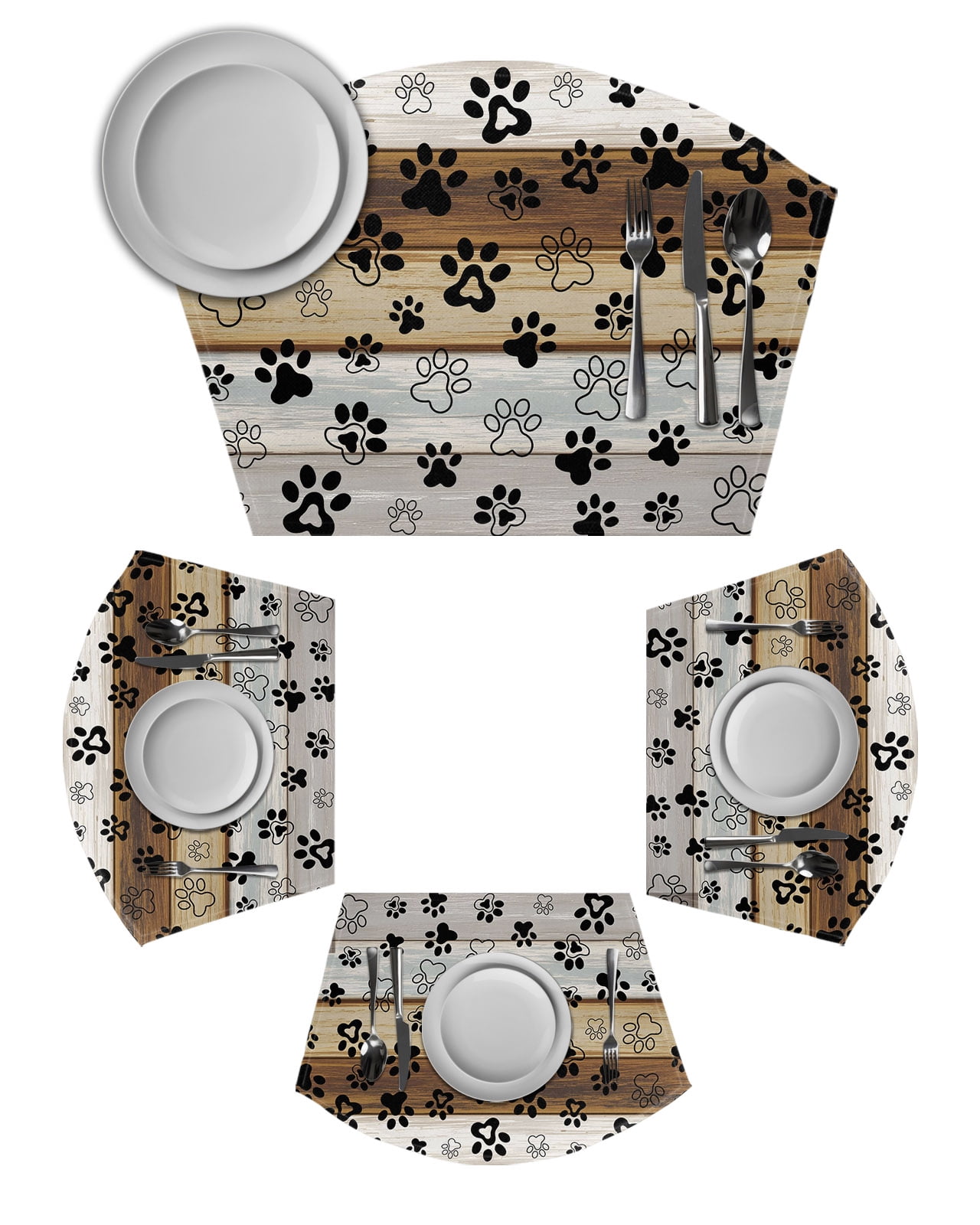 Cute Dog Claws Round Table Placemats Set of 2 Wedge Placemats ...