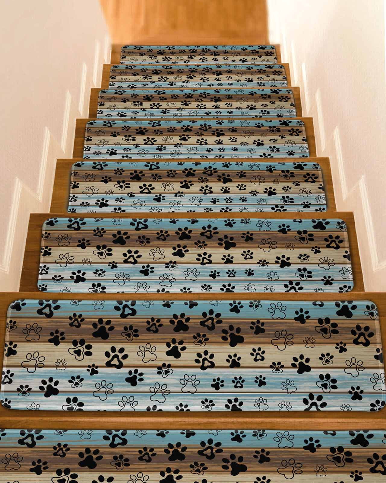 Cute Dog Claws Stair Treads for Wooden Steps Indoor Runner Rug Carpet ...