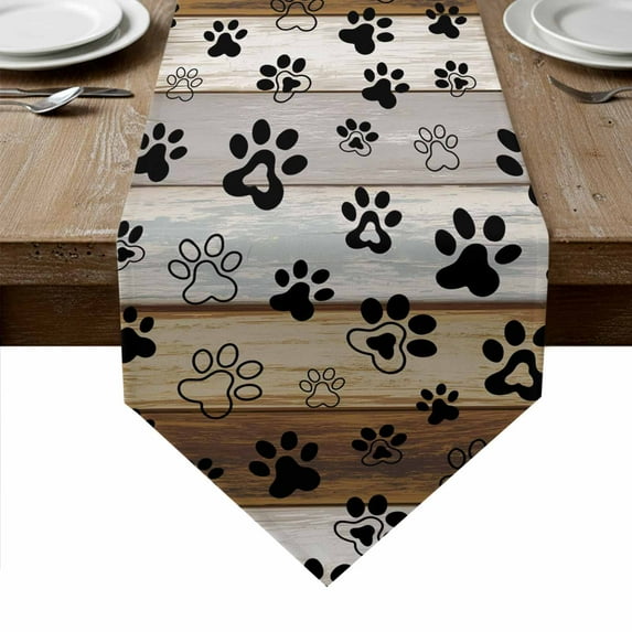 Cute Dog Claws Table Runner Linen Burlap Table Runner 72 Inches Long ...