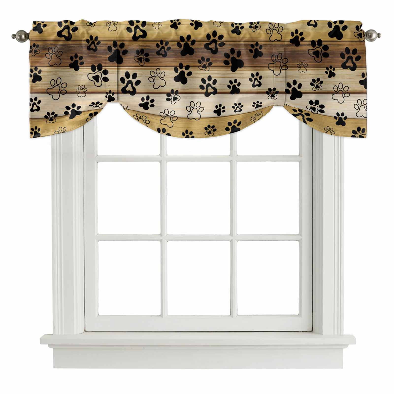 Cute Dog Claws Tie Up Valance Curtains for Windows, Kitchen Curtains ...