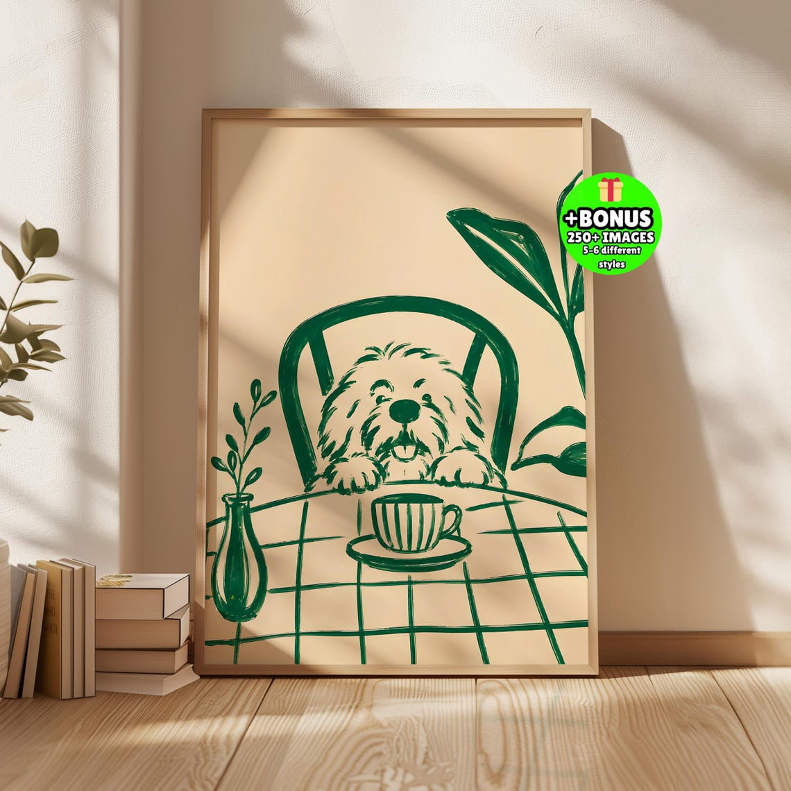 Cute Dog Coffee Wall Art, Minimalist Puppy Kitchen Print, Unframed ...