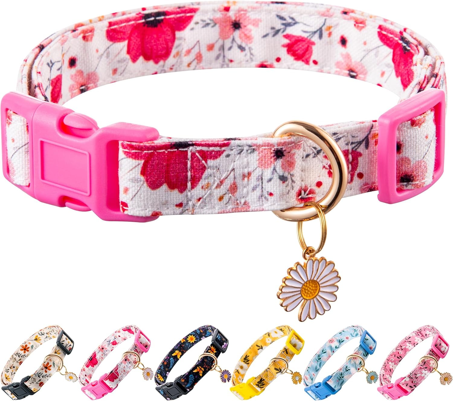 Cute Dog Collar Beige Flower Pattern for Boys and Girls Holiday Dog ...