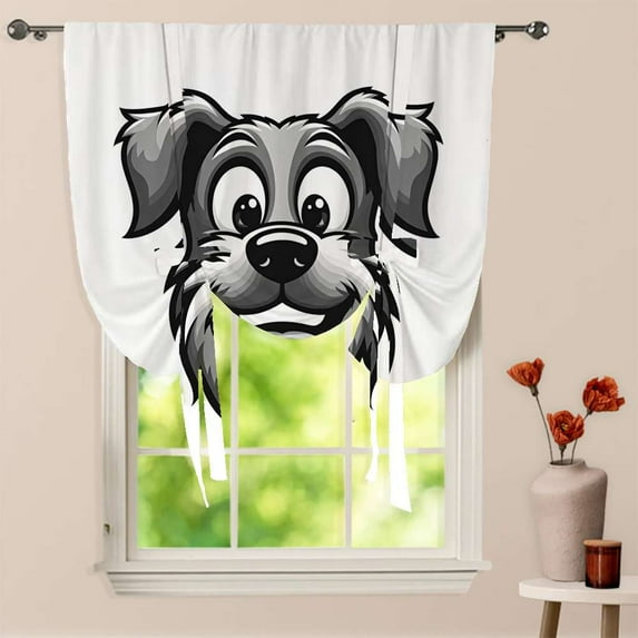 Cute Dog Face Cartoon Print Window Curtain for Living Room Roman ...