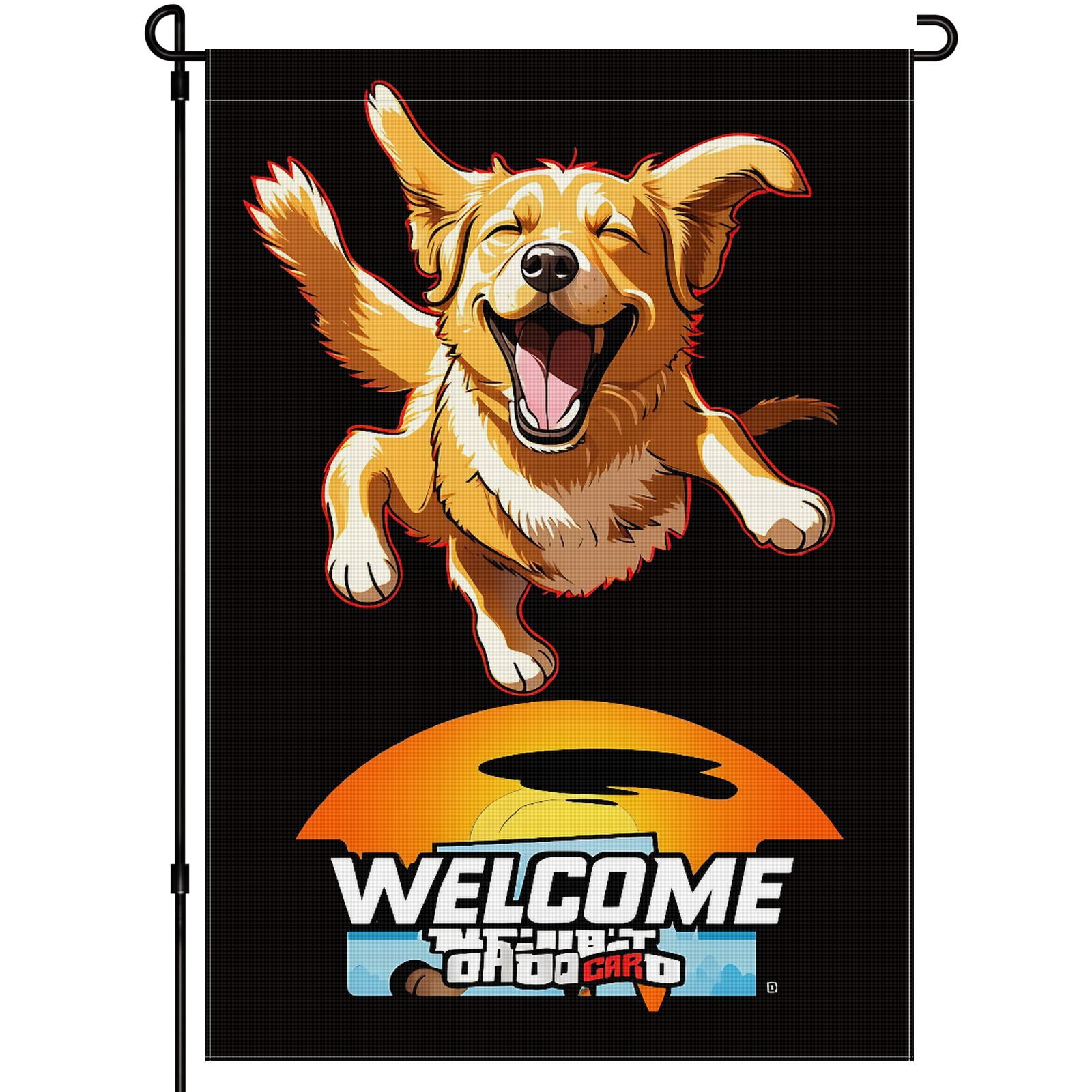 Cute Dog Face Cute Retriever Durable Flag Simple Doodle Golden ...