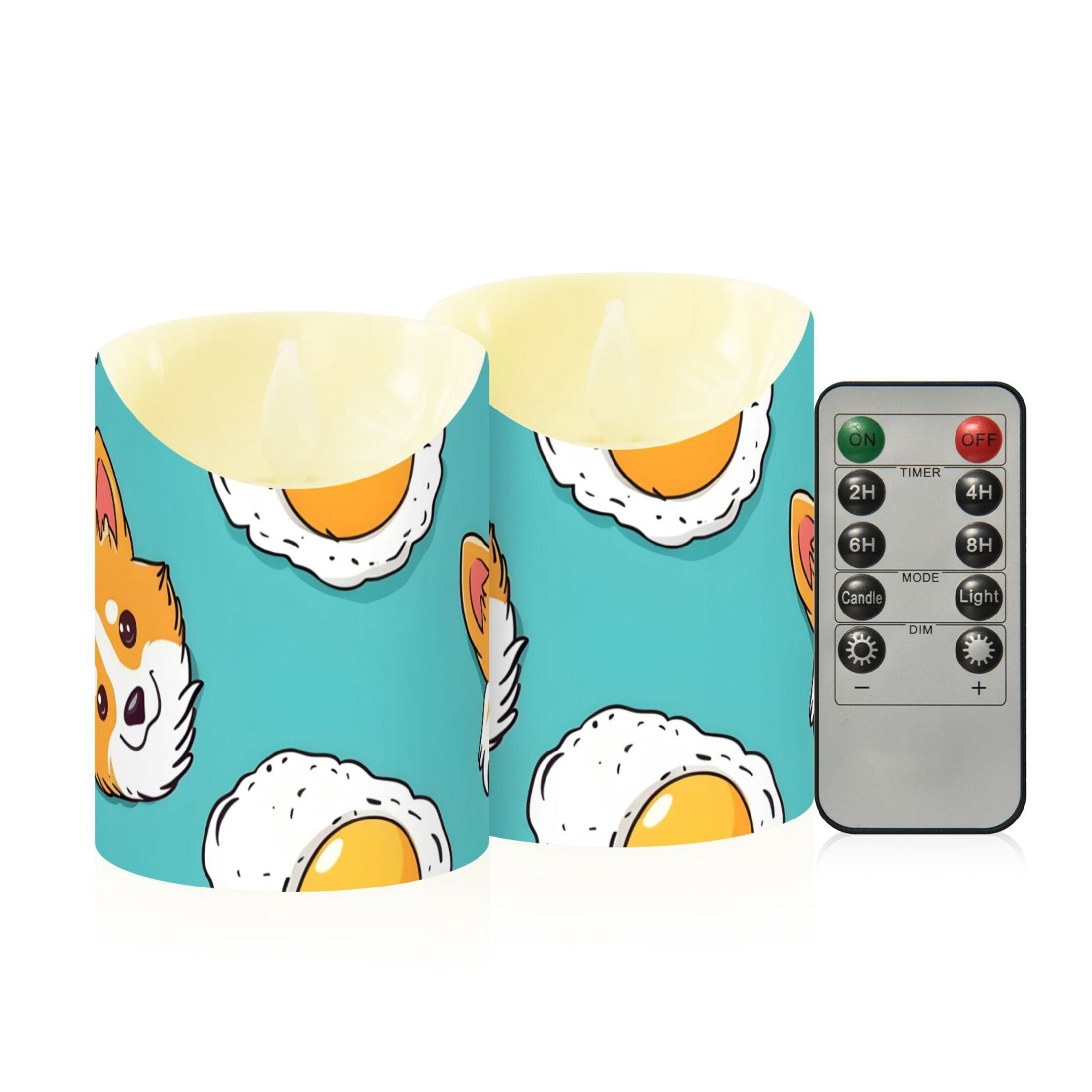Cute Dog Faces Fried Eggs Flickering Flameless Candles with Remote ...