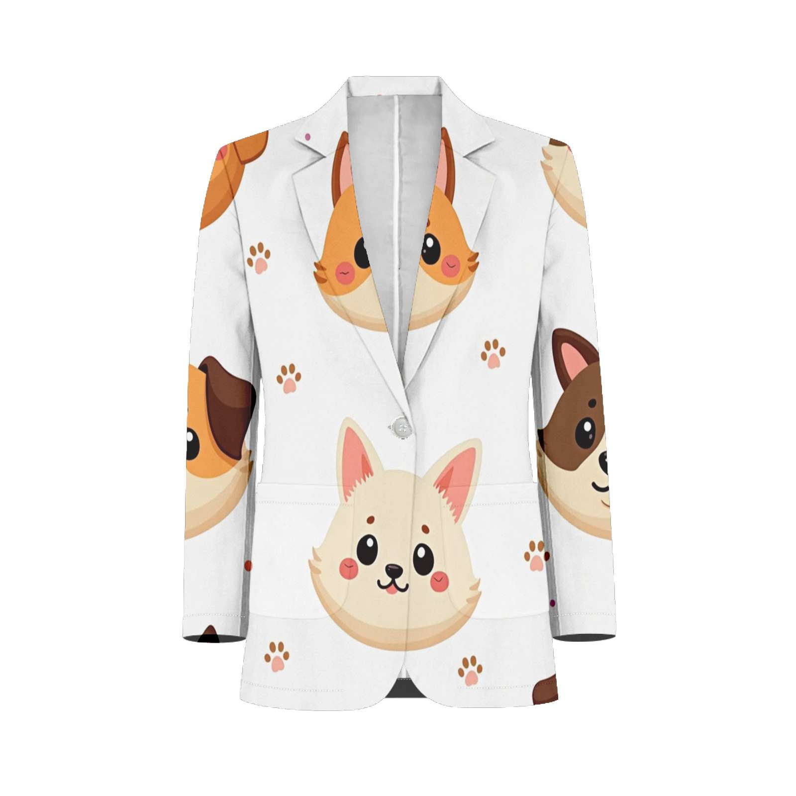 Cute Dog Faces Pattern, Paw Prints, Playful Design Customized Men's ...