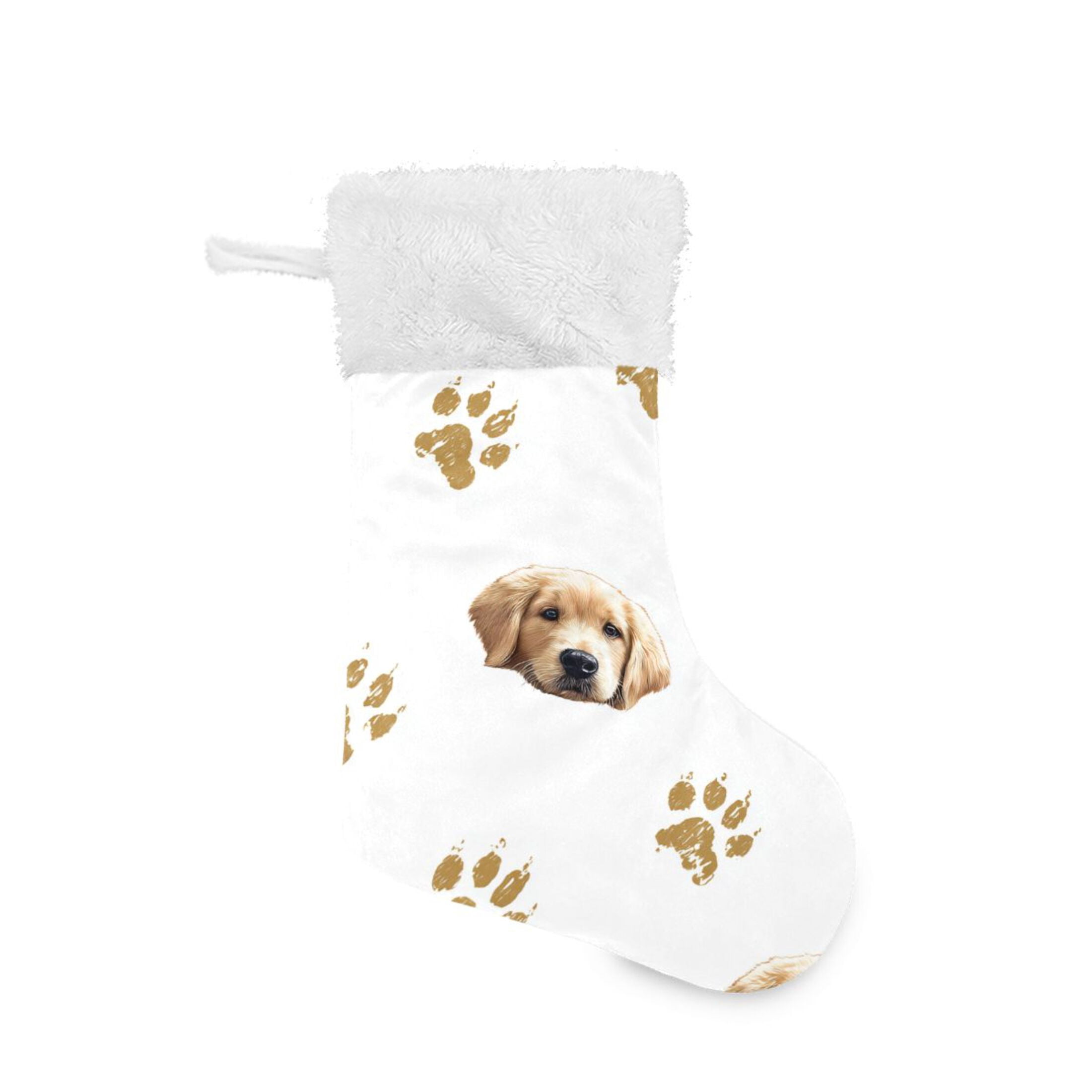 Cute Dog Faces and Paw Prints Christmas Stockings Large Capacity 18 ...