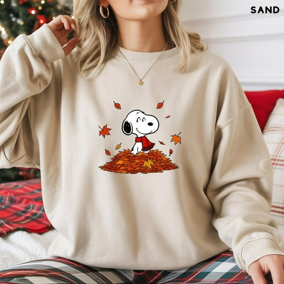 Cute Dog Fall Leaves Sweatshirt, Cozy Autumn Pullover, Vintage-Style ...