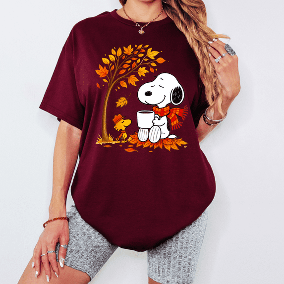 Cute Dog Fall Shirt, Autumn Leaves and Coffee T-Shirt, Funny ...