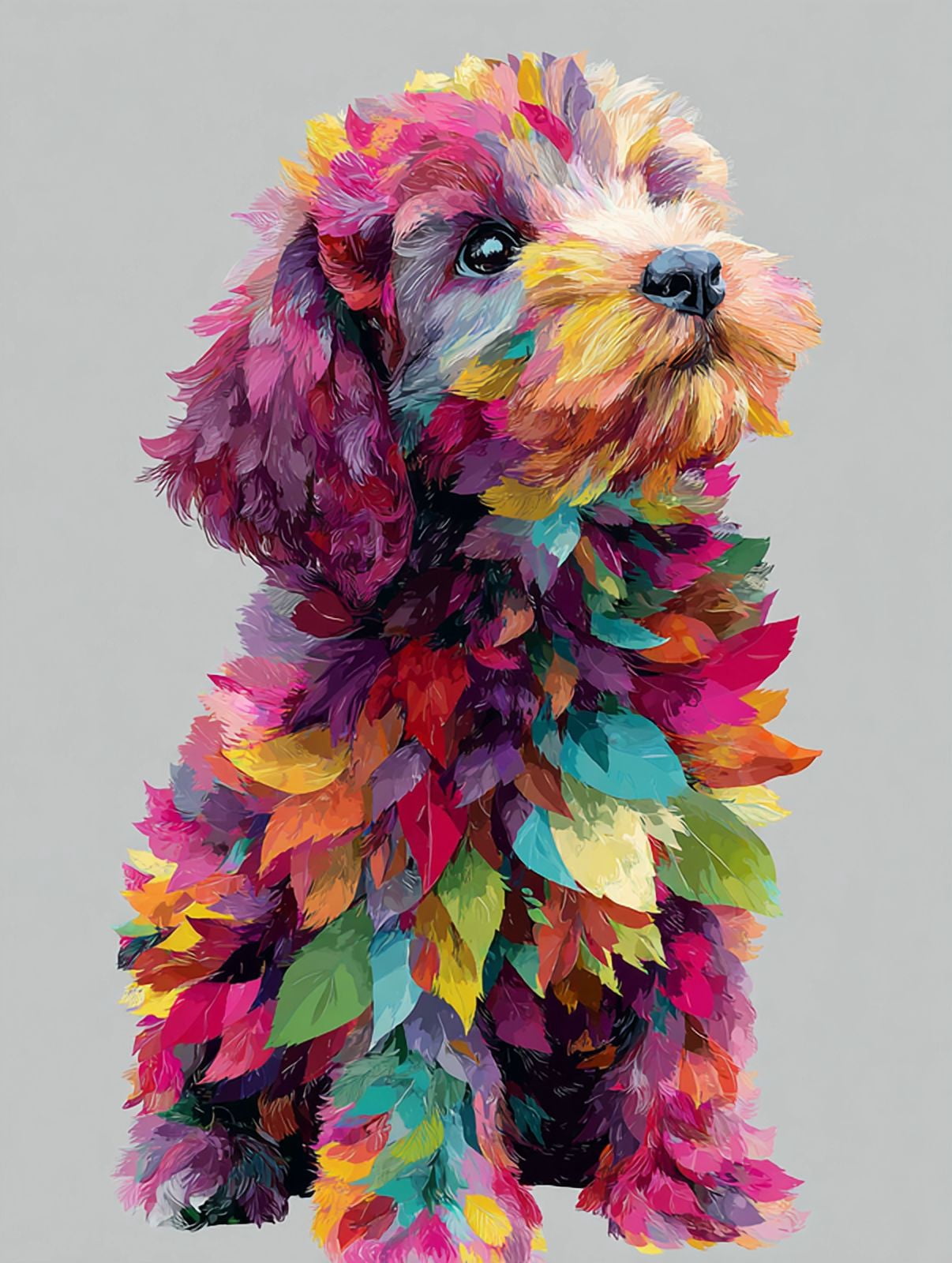 Cute Dog Floral Canvas Print, Pet Lover Gift Wall Art for Living Room ...