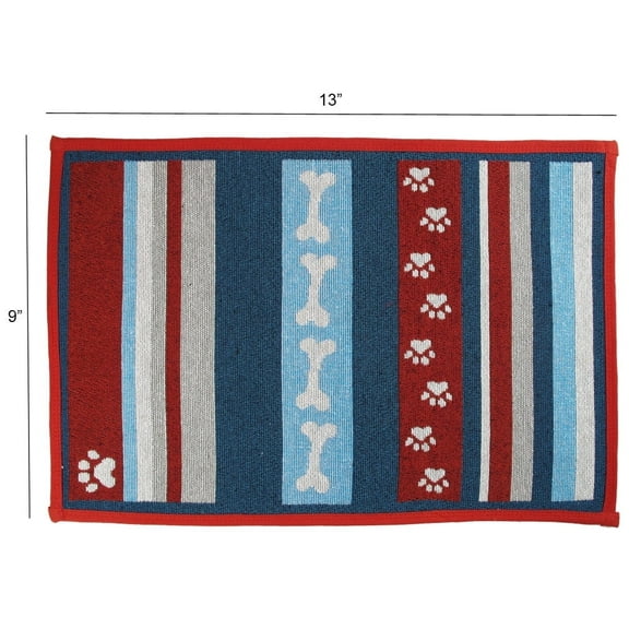 Dog Food Mat, 12" x 19" Boho Absorbent Dog Cat Bowl Mat for Food and ...