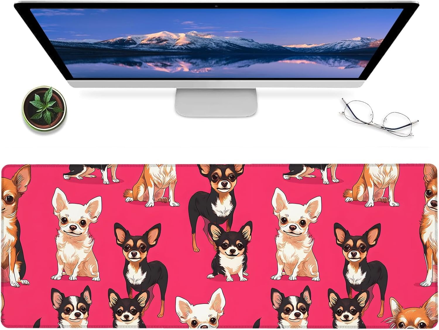 Cute Dog Gaming Mouse Pad,12x31.5in Non-Slip Rubber Puppy Desk Mat ...