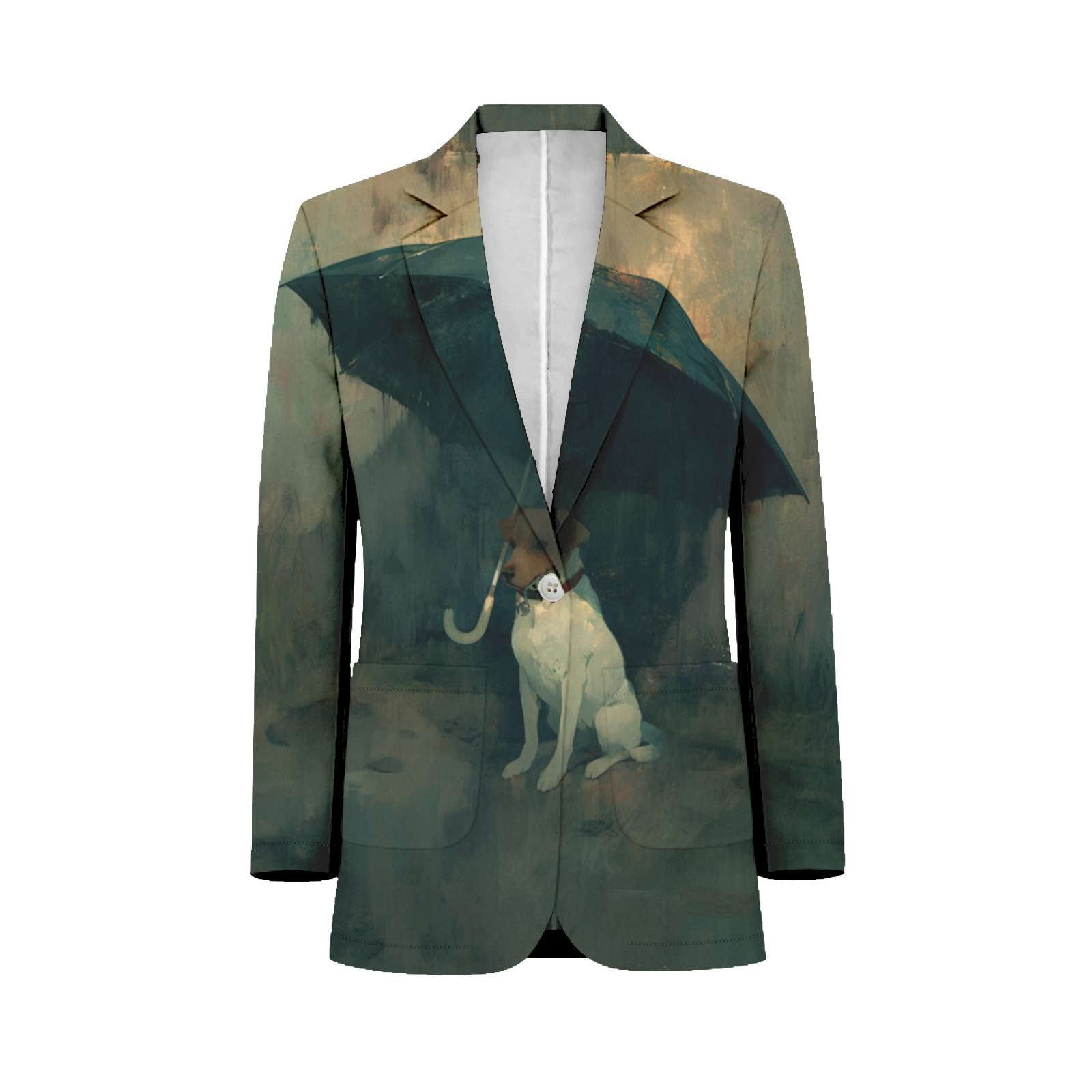 Cute Dog Hiding Under Umbrella Men Blazers Slim Clothing Summer Jacket ...