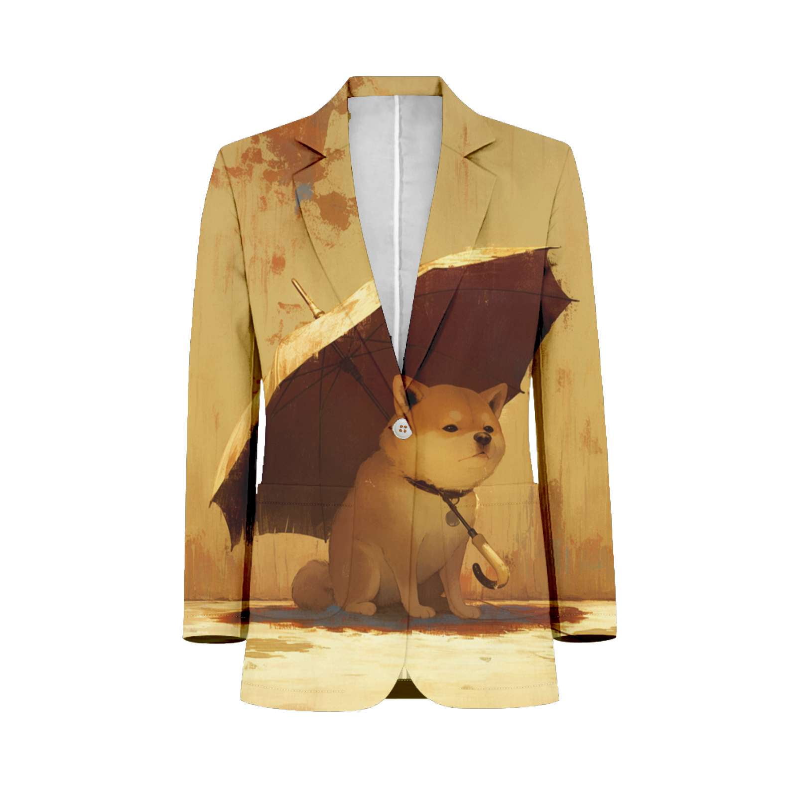 Cute Dog Hiding Under Umbrella Men Blazers Slim Clothing Summer Jacket ...
