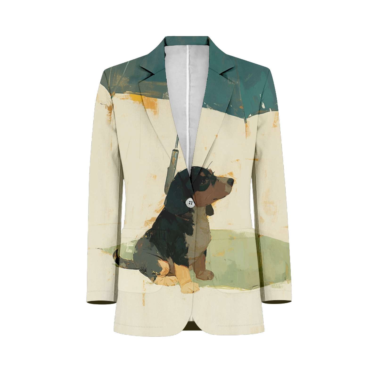 Cute Dog Hiding Under Umbrella Men Blazers Slim Clothing Summer Jacket ...
