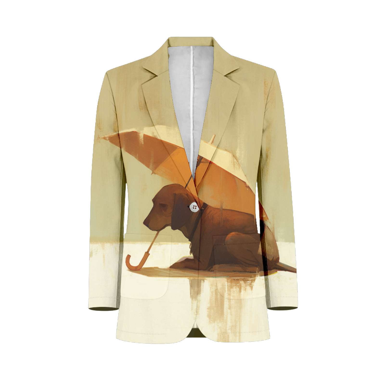 Cute Dog Hiding Under Umbrella Men Blazers Slim Clothing Summer Jacket ...