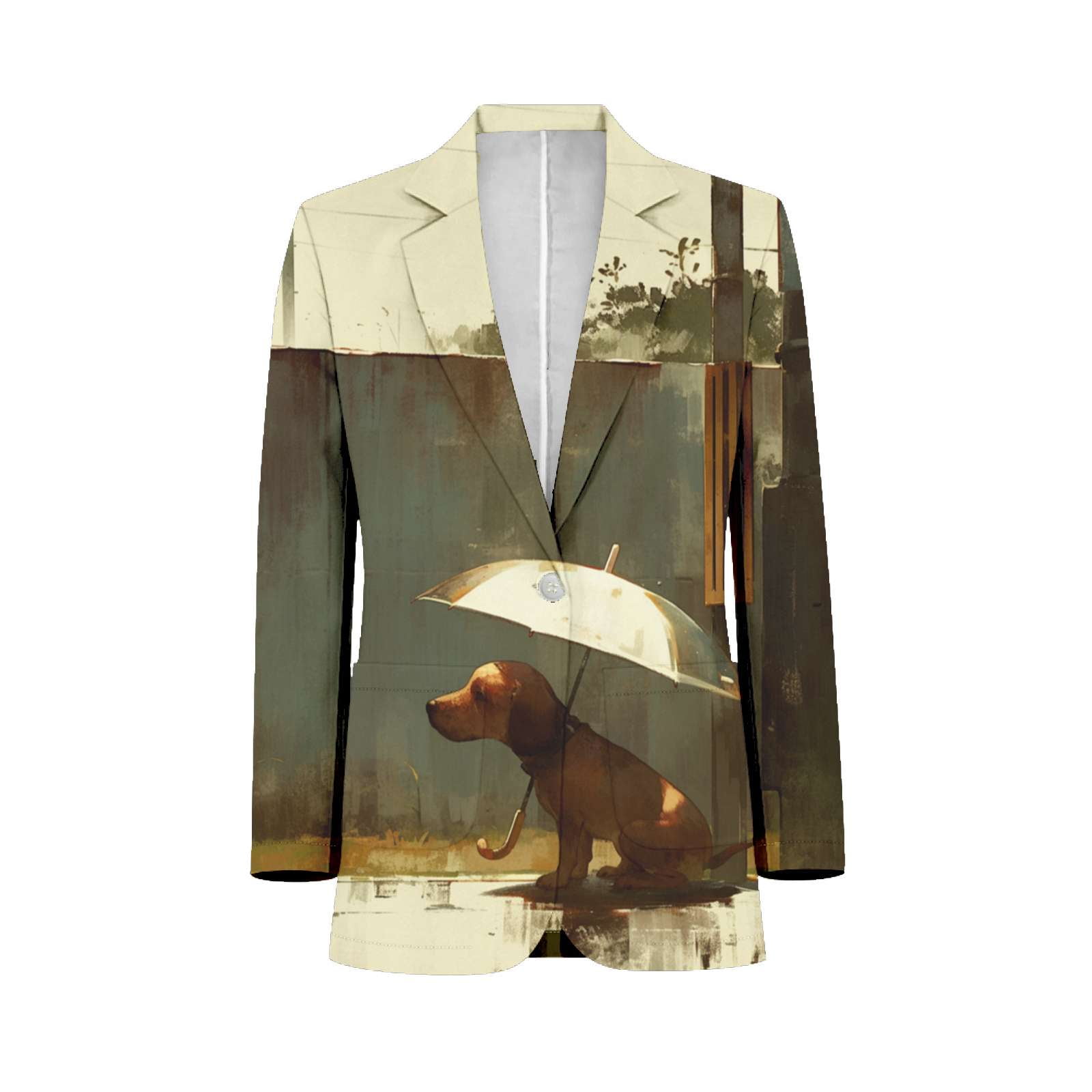 Cute Dog Hiding Under Umbrella Men Blazers Slim Clothing Summer Jacket ...