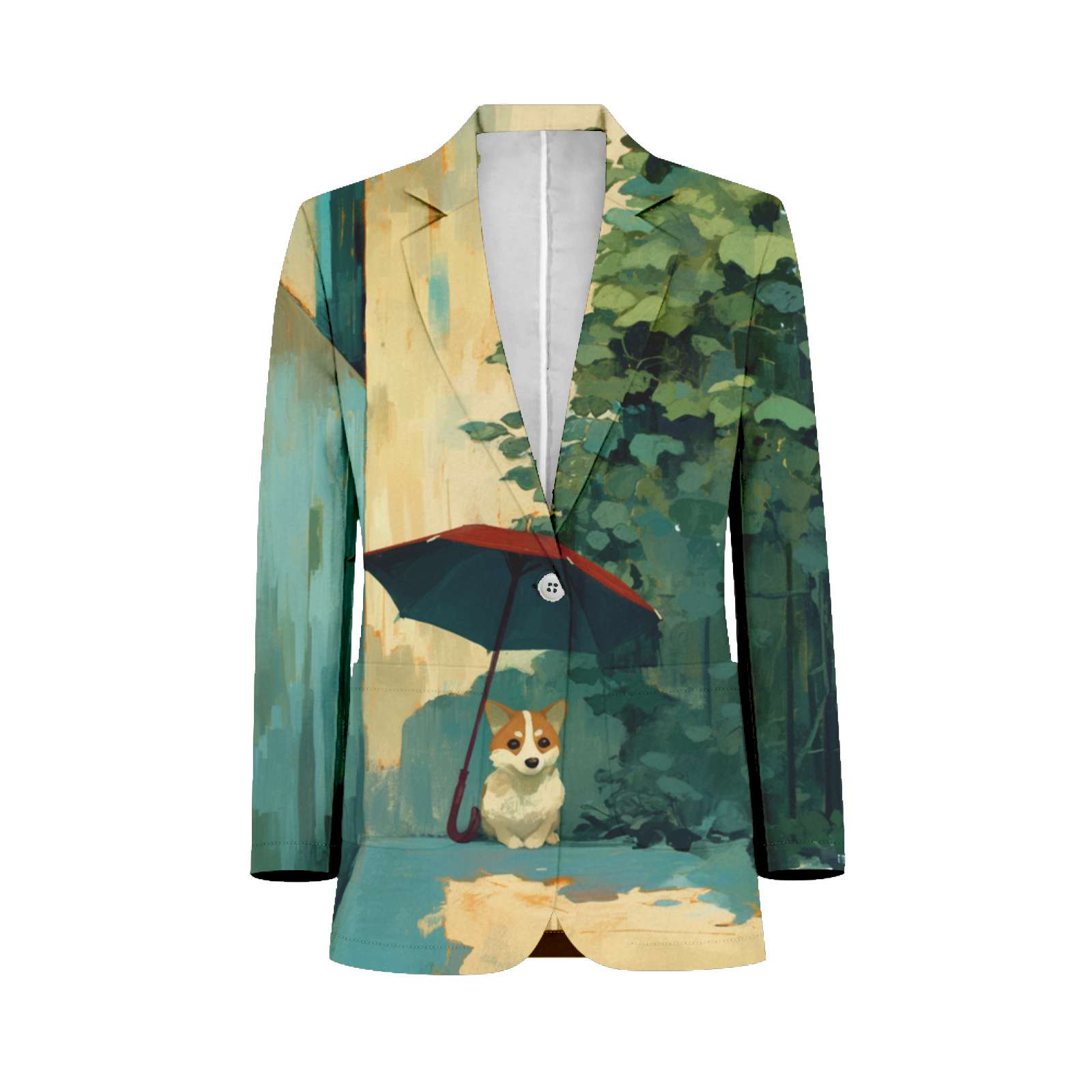 Cute Dog Hiding Under Umbrella Men's Suit Blazer Casual Party Wear Slim ...
