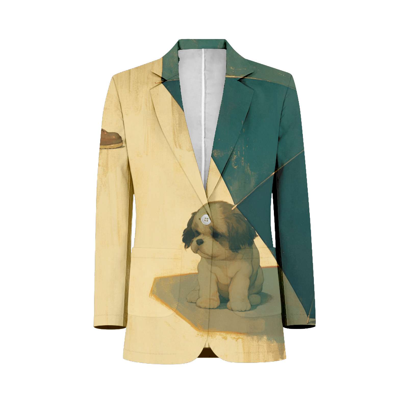 Cute Dog Hiding Under Umbrella Men's Suit Blazer Casual Party Wear Slim ...
