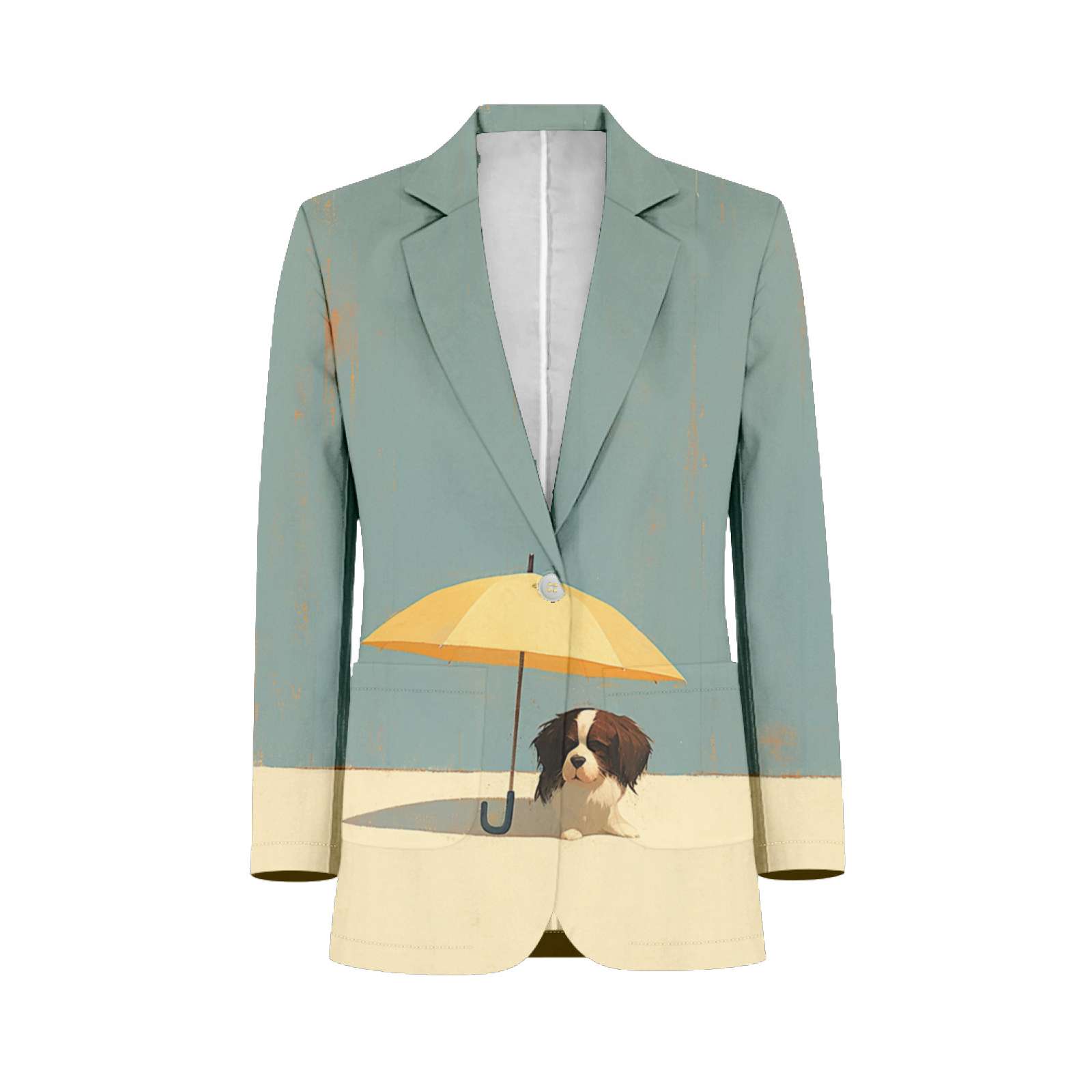 Cute Dog Hiding Under Umbrella Men's Suit Blazer Casual Party Wear Slim ...