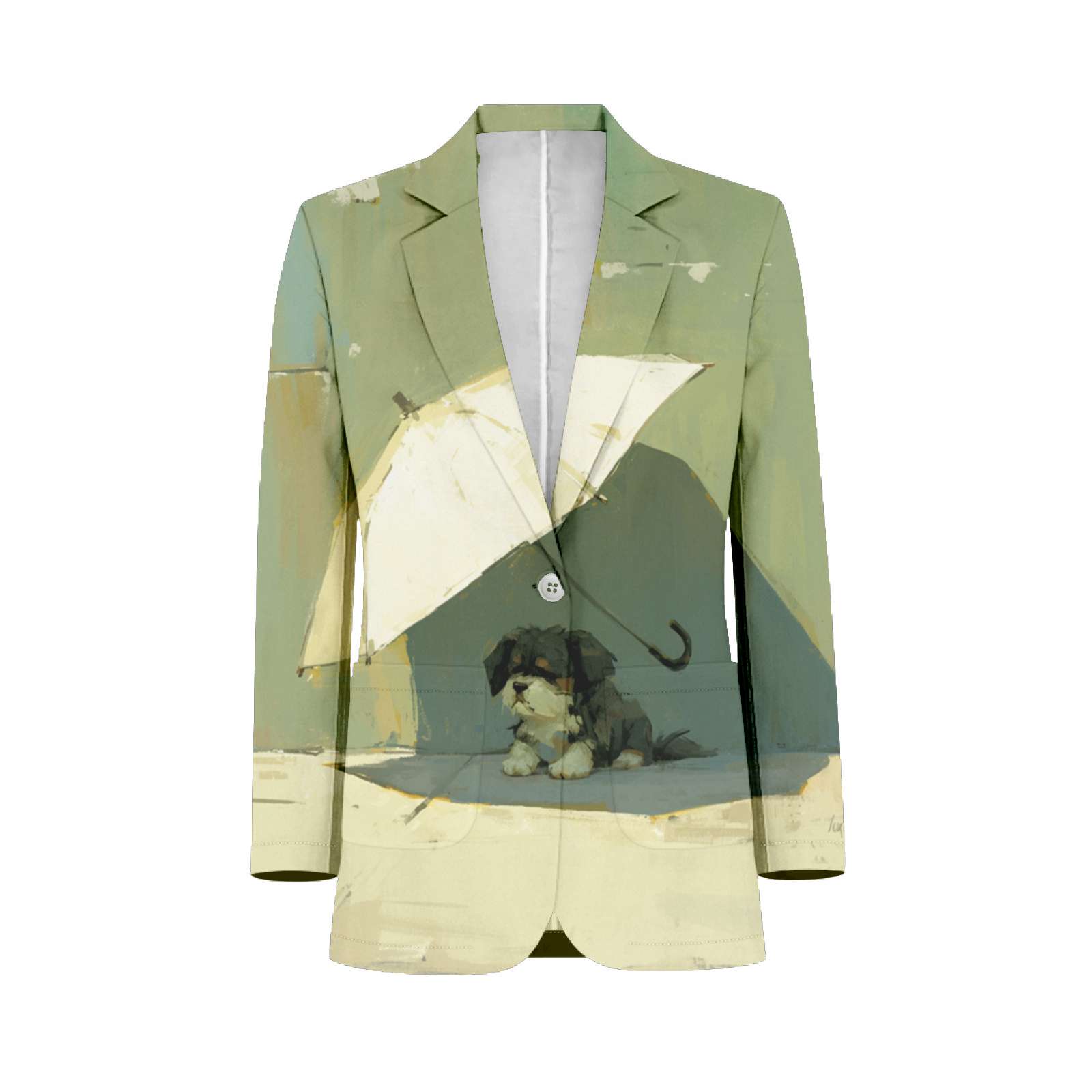 Cute Dog Hiding Under Umbrella Men's Suit Blazer Casual Party Wear Slim ...