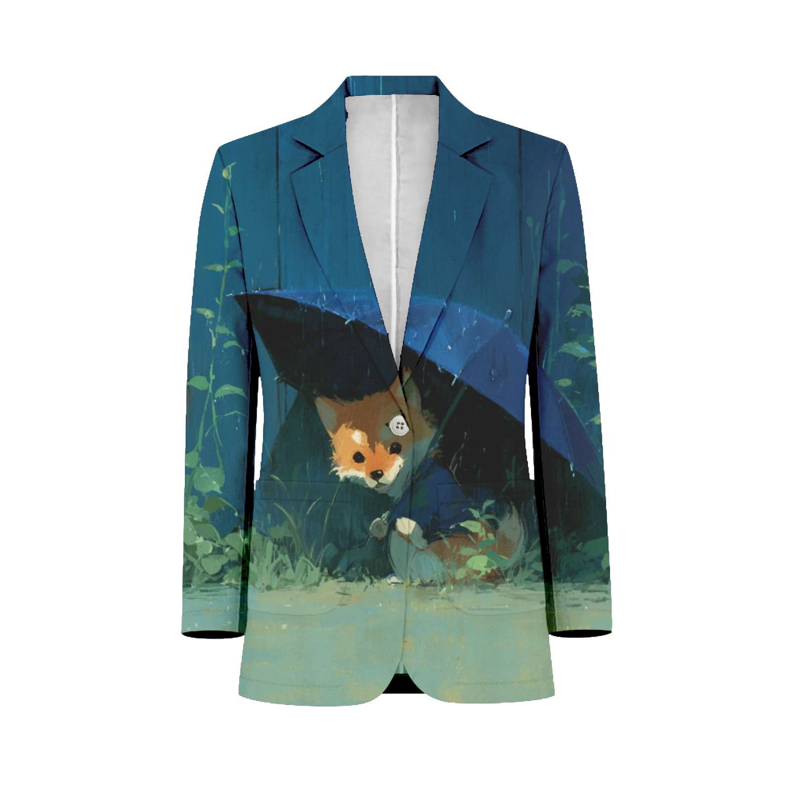 Cute Dog Hiding Under Umbrella Men's Suit Blazer Casual Party Wear Slim ...