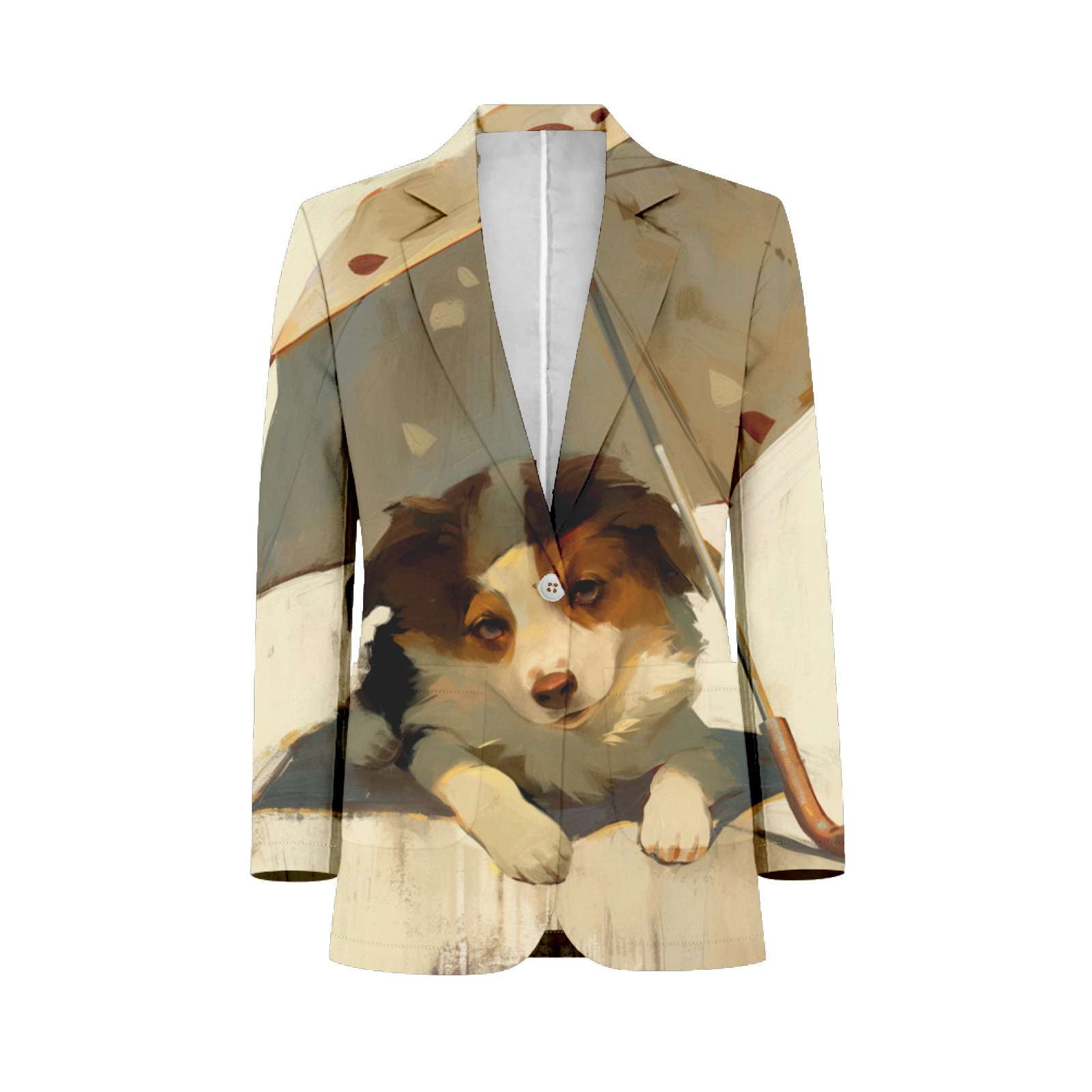 Cute Dog Hiding Under Umbrella Mens Suits Shawl Collar Slim Fit Suit ...