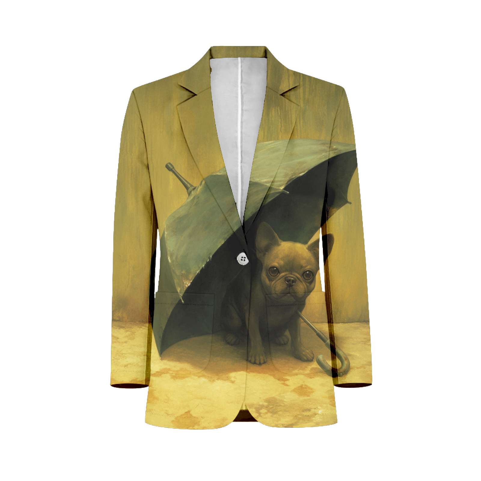 Cute Dog Hiding Under Umbrella Mens Suits Shawl Collar Slim Fit Suit ...