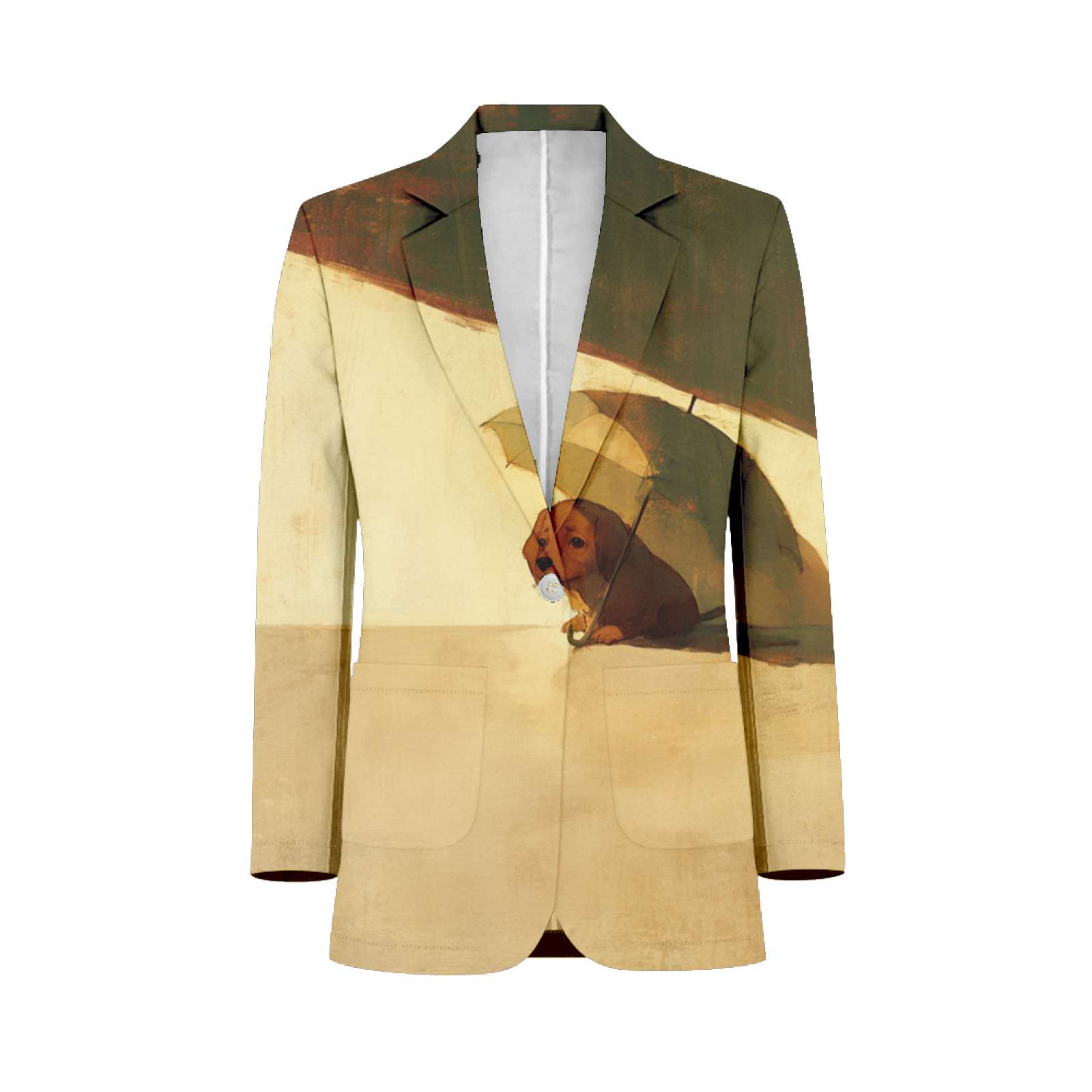 Cute Dog Hiding Under Umbrella Mens Suits Shawl Collar Slim Fit Suit ...