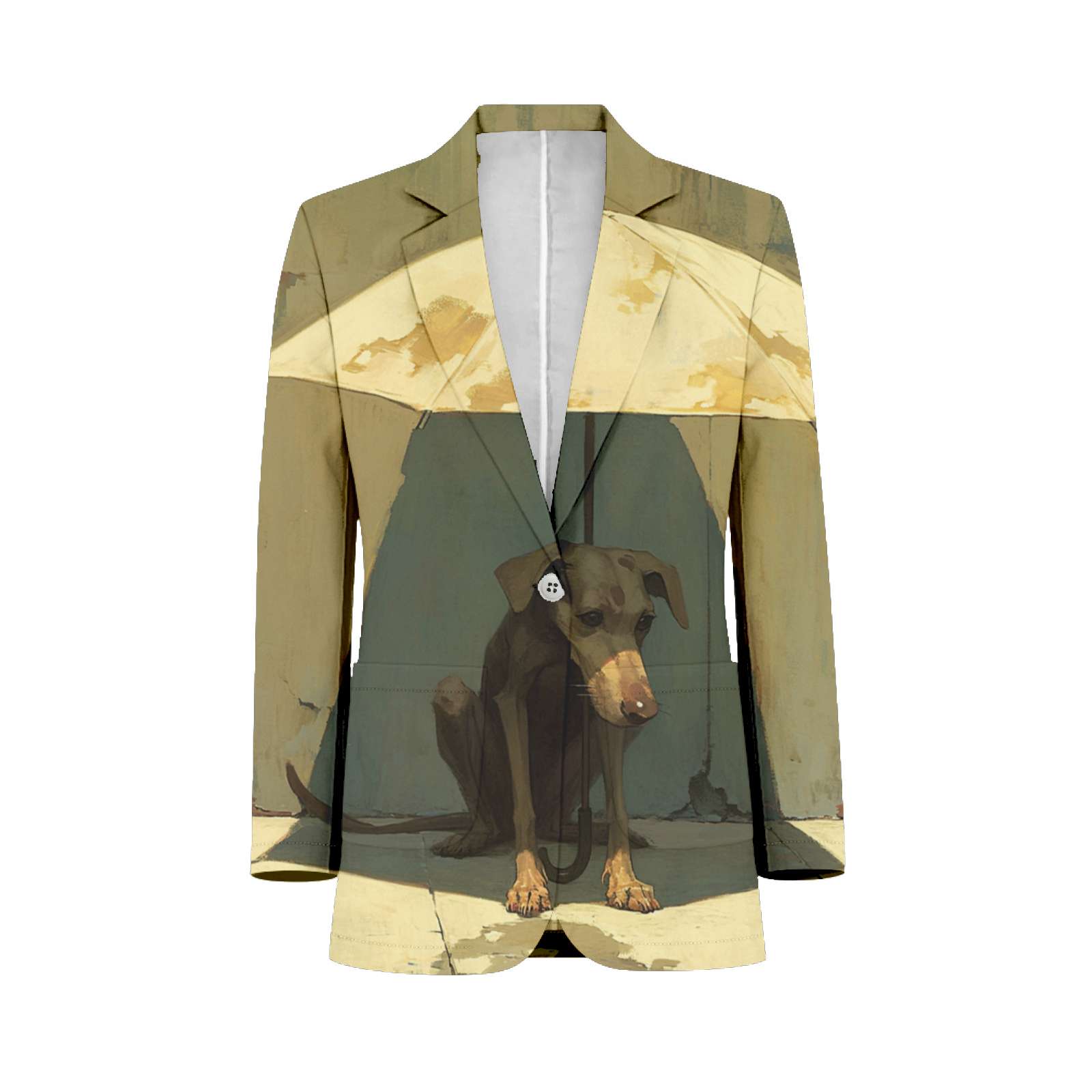 Cute Dog Hiding Under Umbrella Mens Suits Shawl Collar Slim Fit Suit ...