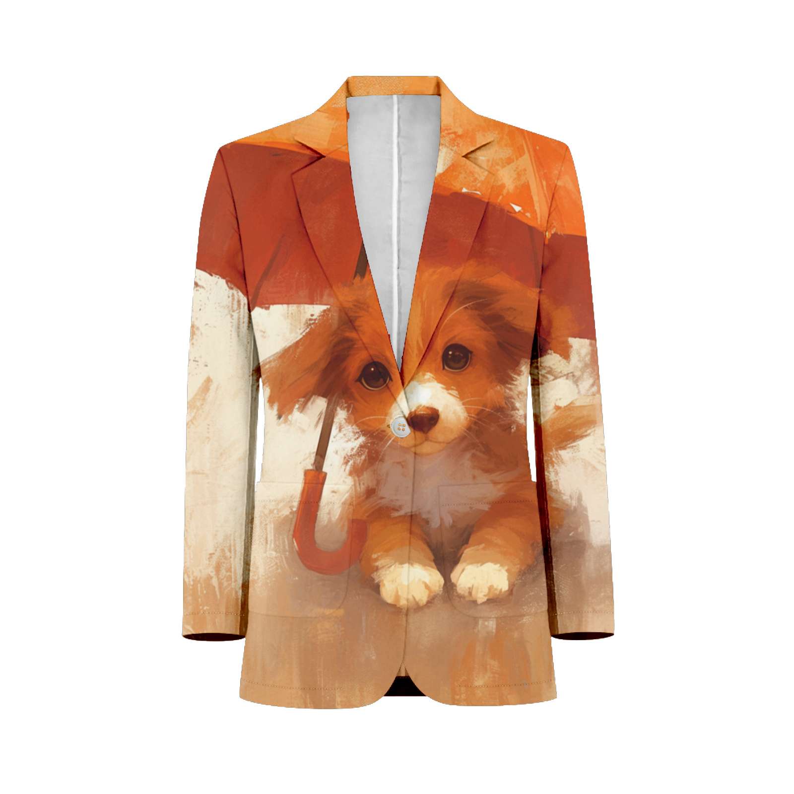 Cute Dog Hiding Under Umbrella Mens Suits Shawl Collar Slim Fit Suit ...