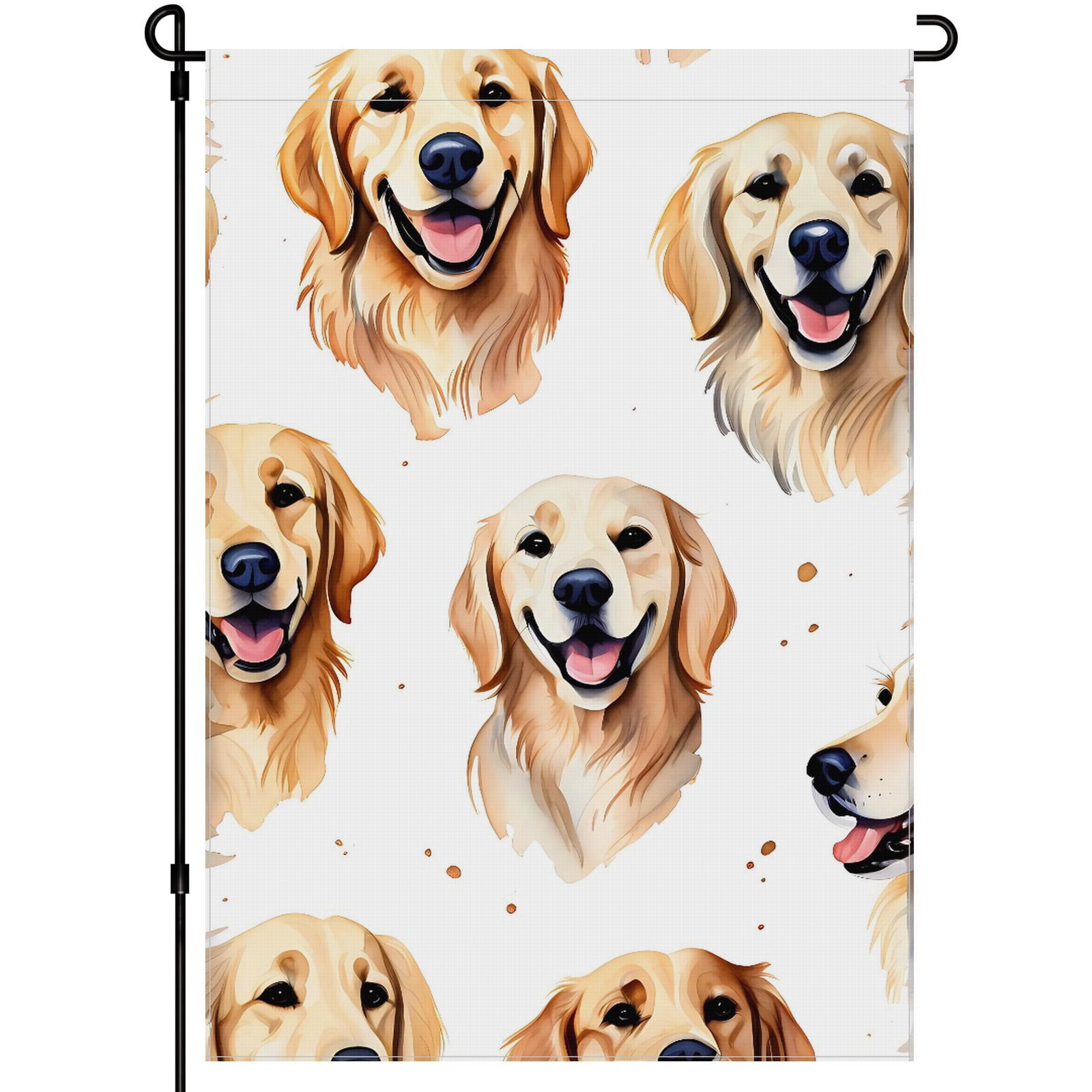 Cute Dog House Flags Happy Smile Garden Flag Versatile Golden Retriever ...