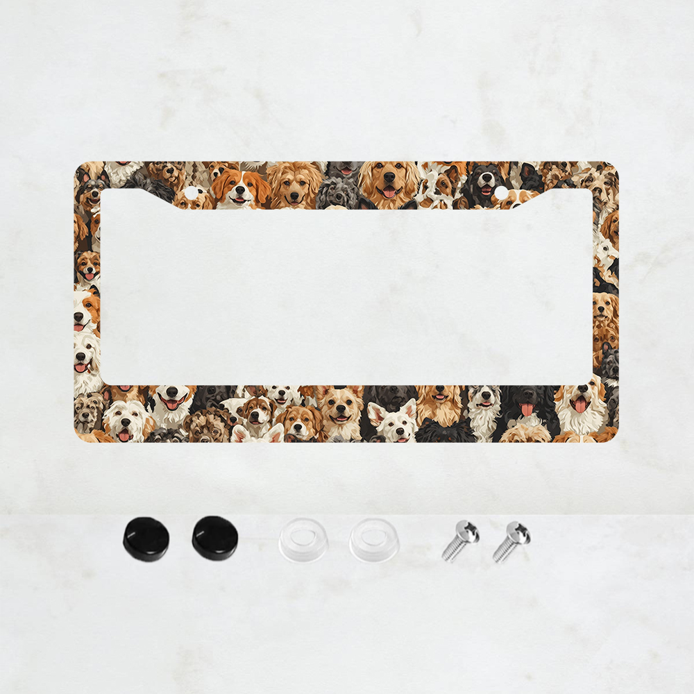 Cute Dog License Plate Prame Aluminum Auto Parts License Plate ...