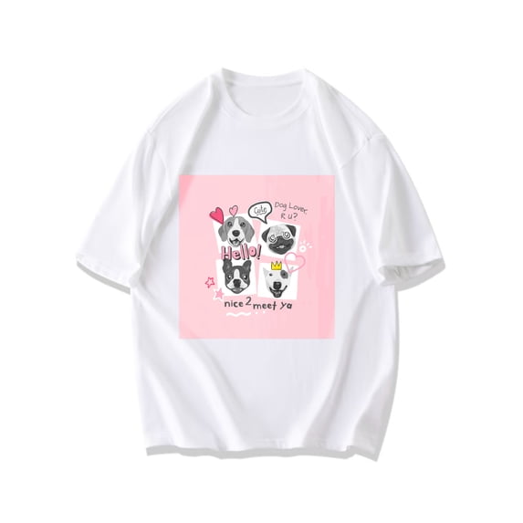 Cute Dog Lover T Shirt Black Pink Background With Four Dog Faces Hello ...