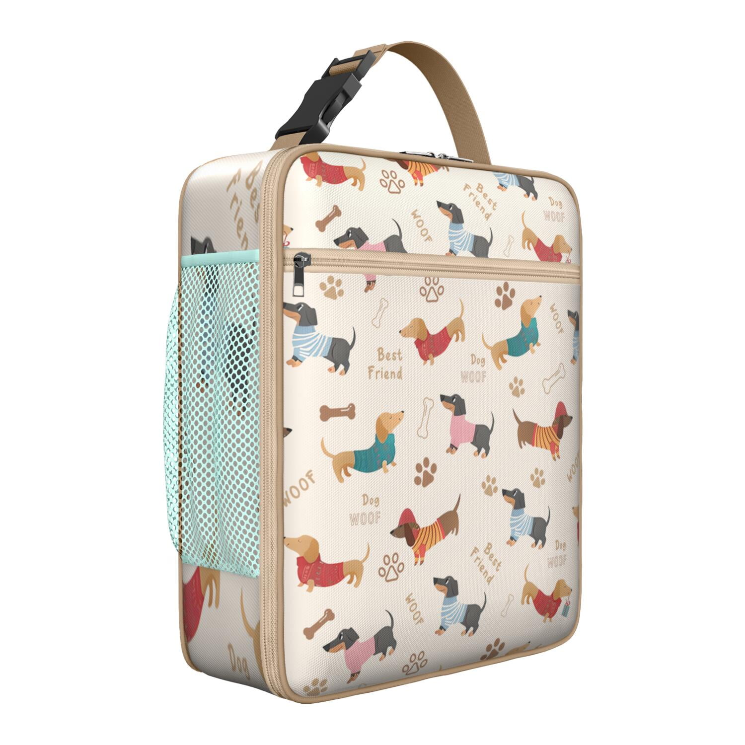 Cute Dog Lunch Box with Floral Pattern, Artistic Cartoon Puppy Print ...