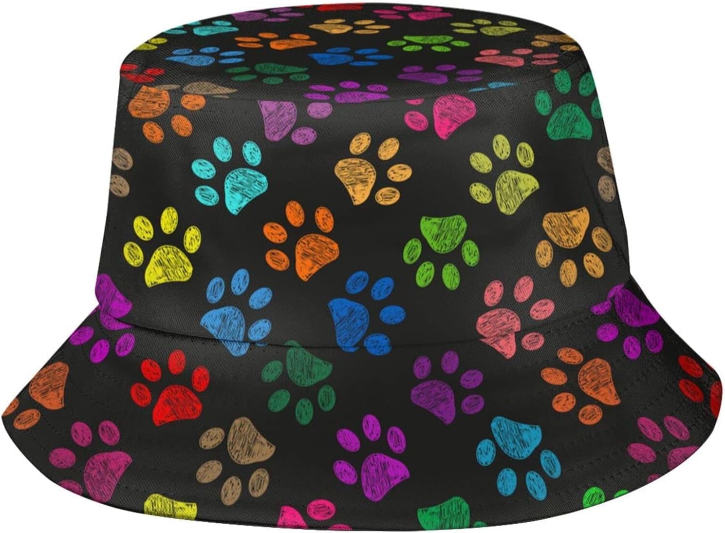 Cute Dog Paw Print Bucket Hats for Women Men Packable Beach Sun Fishing ...