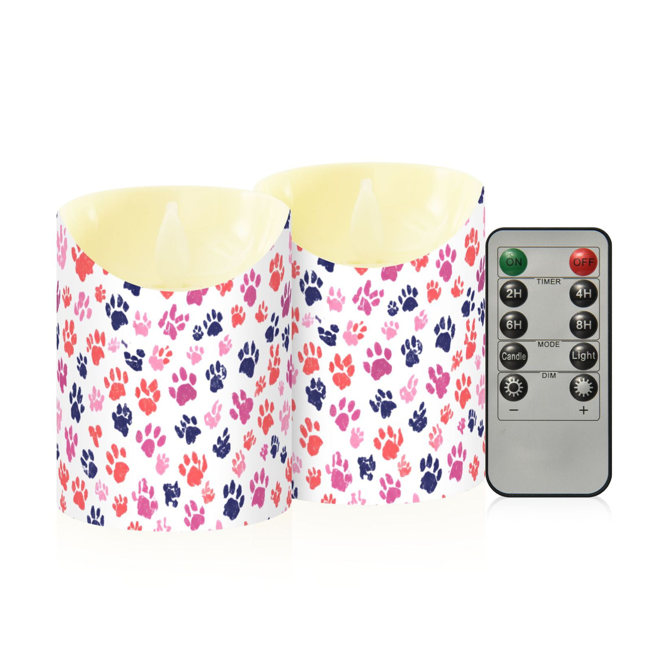 Cute Dog Paw Print Flameless Candles 2 PCS with Remote Realistic Moving ...