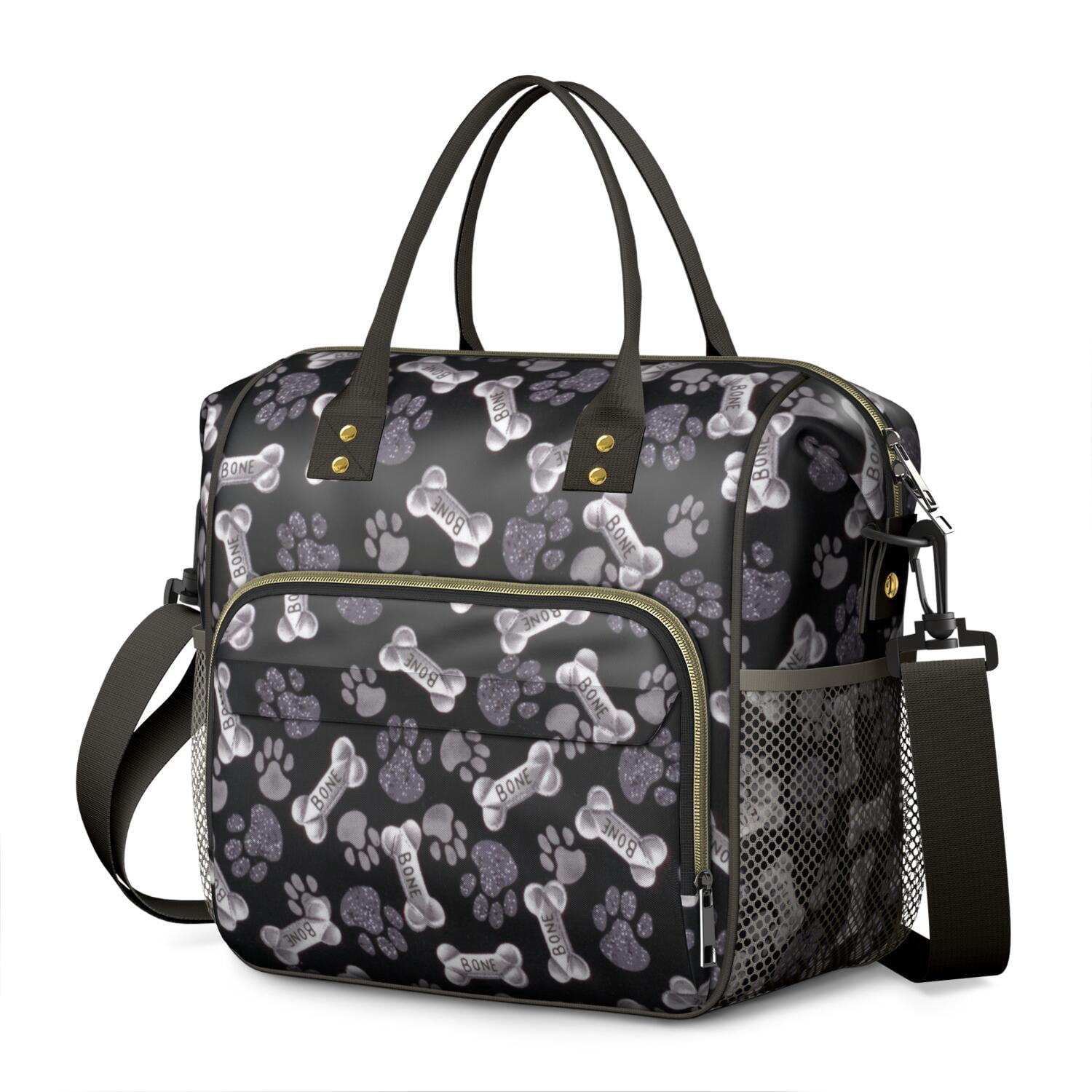 Cute Dog Paw Print Lunch Box, Large Insulated Lunch Tote with Puppy and ...