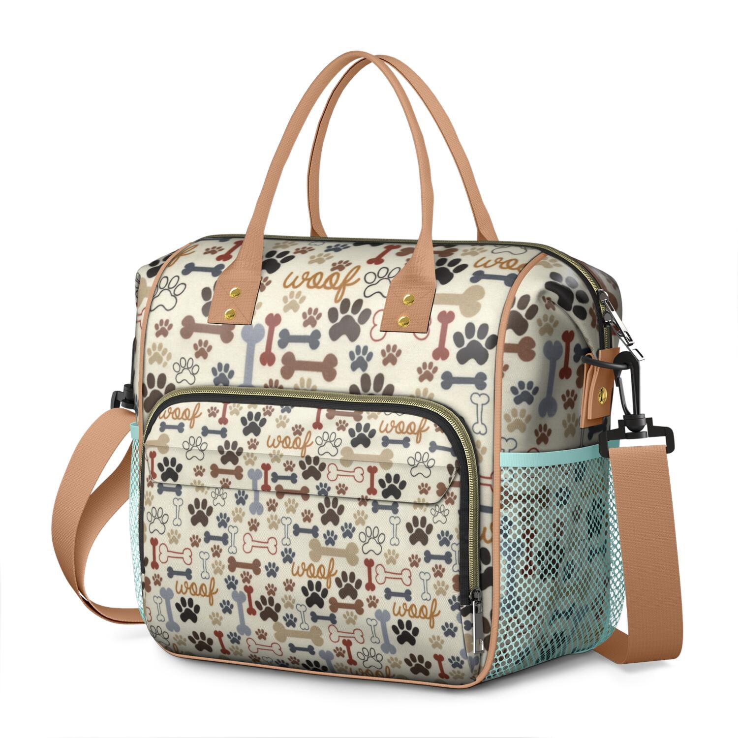 Cute Dog Paw Print Lunch Box, Large Insulated Lunch Tote with Puppy and ...