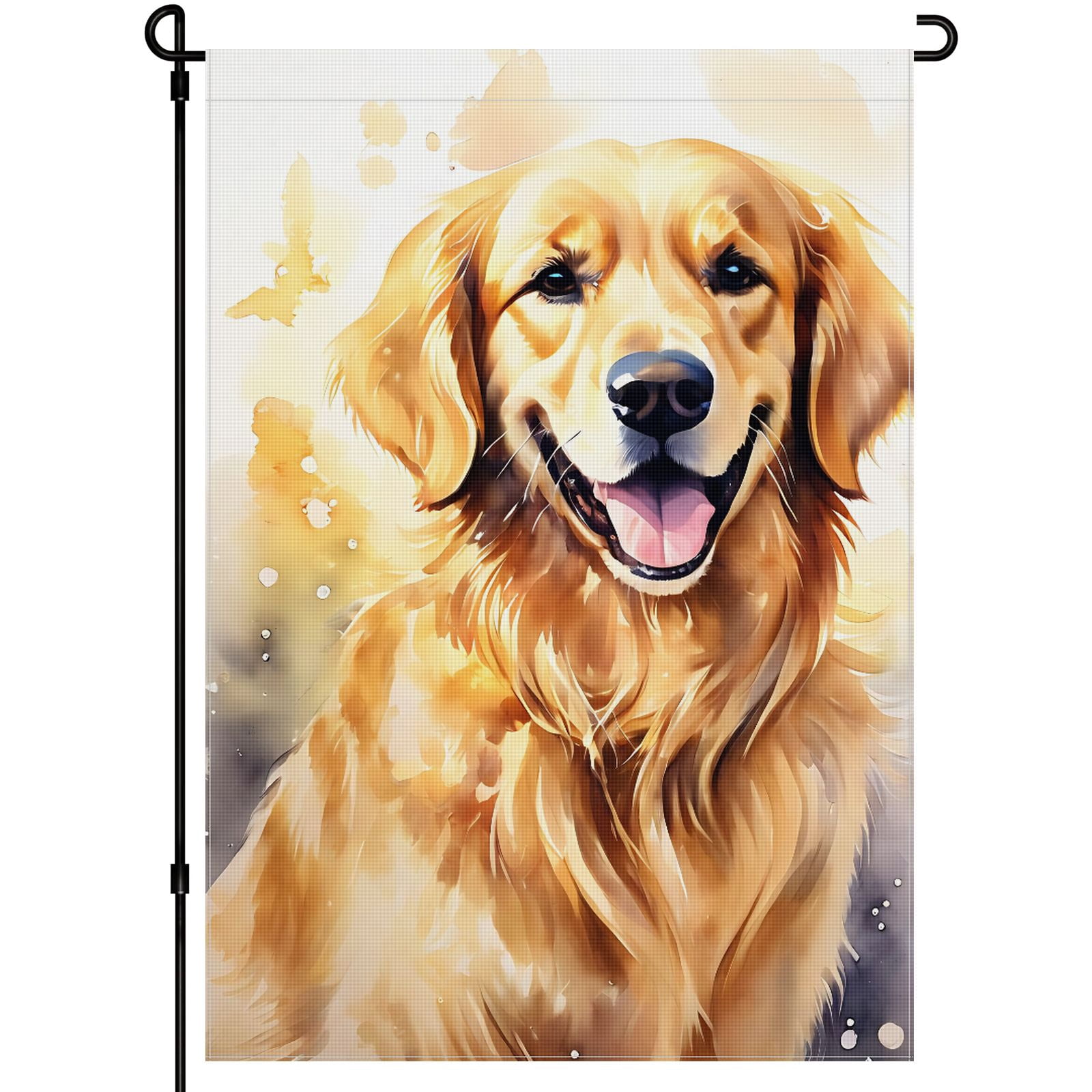 Cute Dog Porch Flag Happy Smile Chic Garden Flag Double-Colored Puppy ...