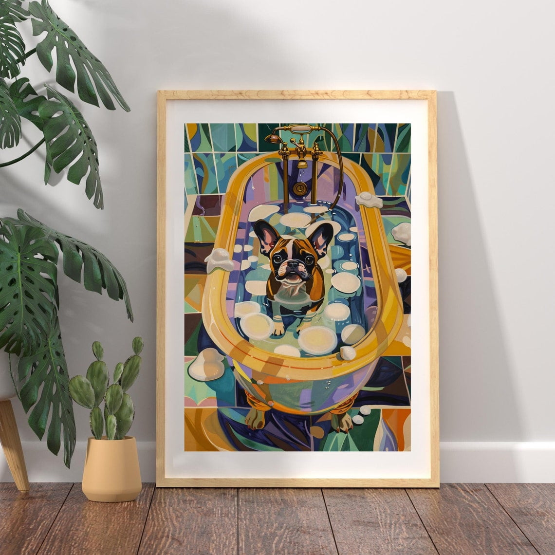 Cute Dog Poster, Playful Bathroom Wall Art, Whimsical Pug Art Print ...