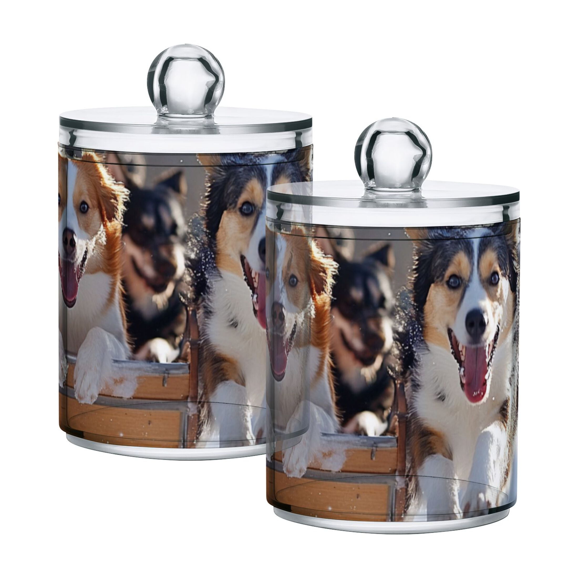 Cute Dog Pull Sled Winter Translucent Plastic Cans Storage Canisters ...