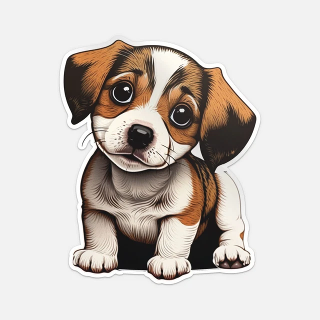 Cute Dog Puppy Art Sticker Phone Decal Water Bottle Stickers Car Decals ...