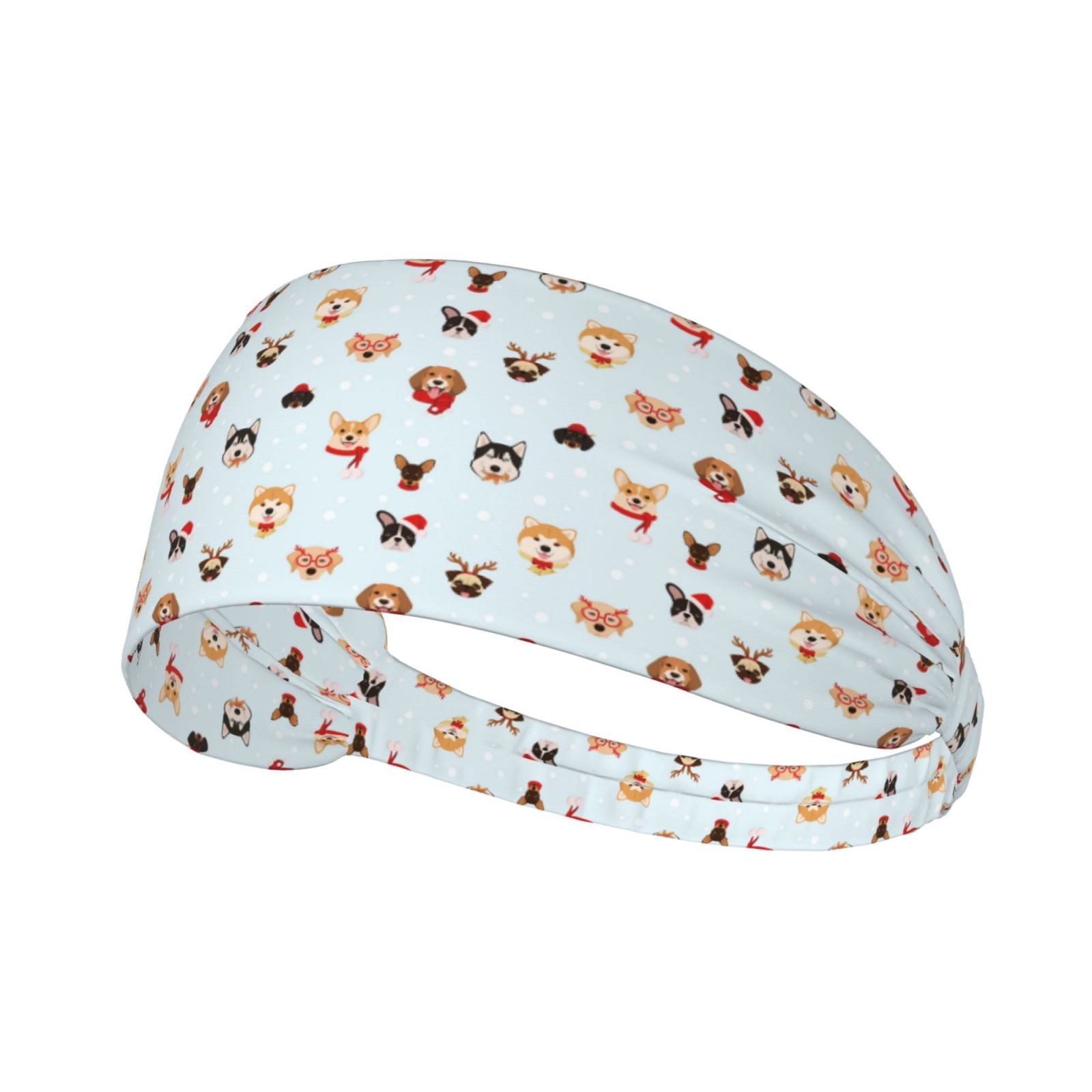 Cute Dog Puppy Christmas Headbands for Women Men, Workout Elastic Sweat ...