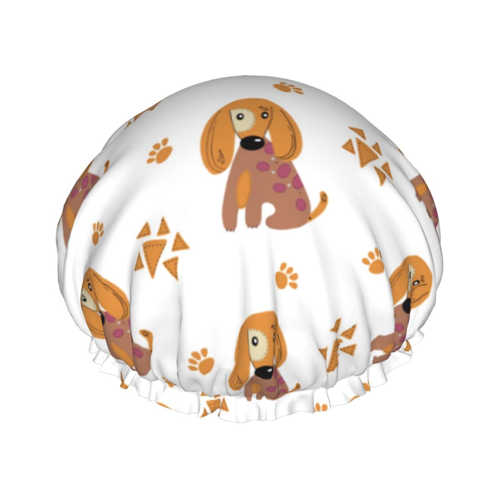 Cute Dog Puppy Footprints Shower Cap, Reusable Bath Hair Hat for all ...