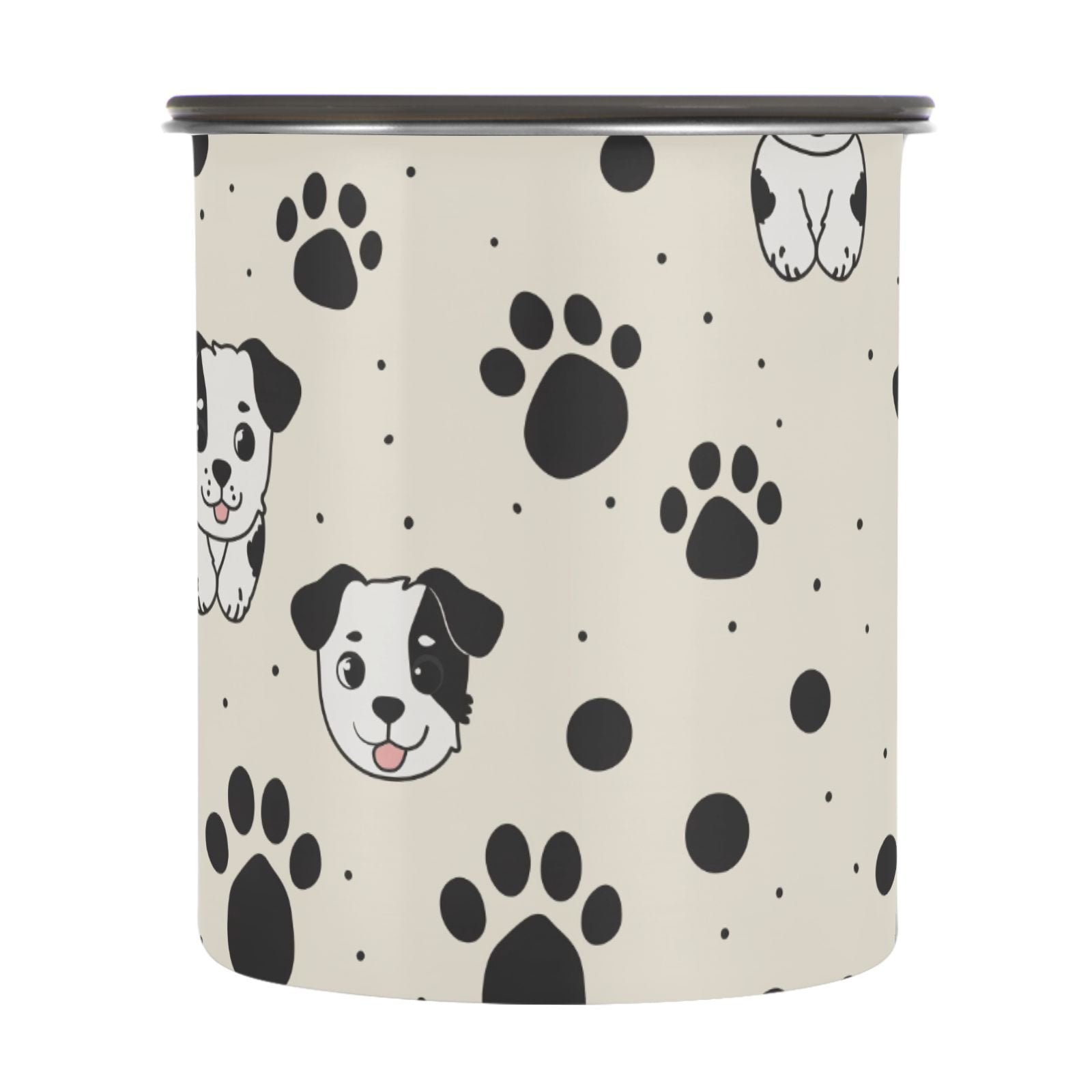 Cute Dog Puppy Paw Prints Airtight Coffee Bean Canister 30oz Food ...