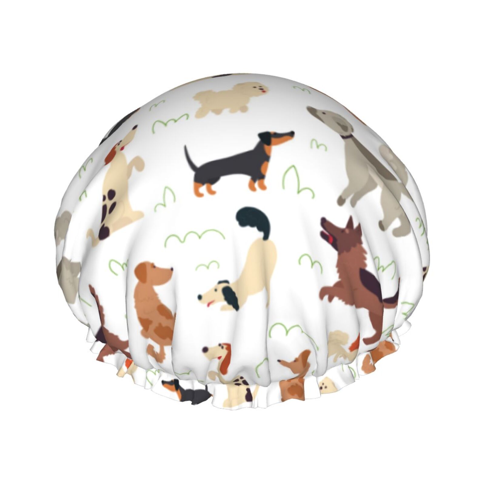 Cute Dog Puppy outdoor Shower Cap, Reusable Bath Hair Hat for all Hair ...