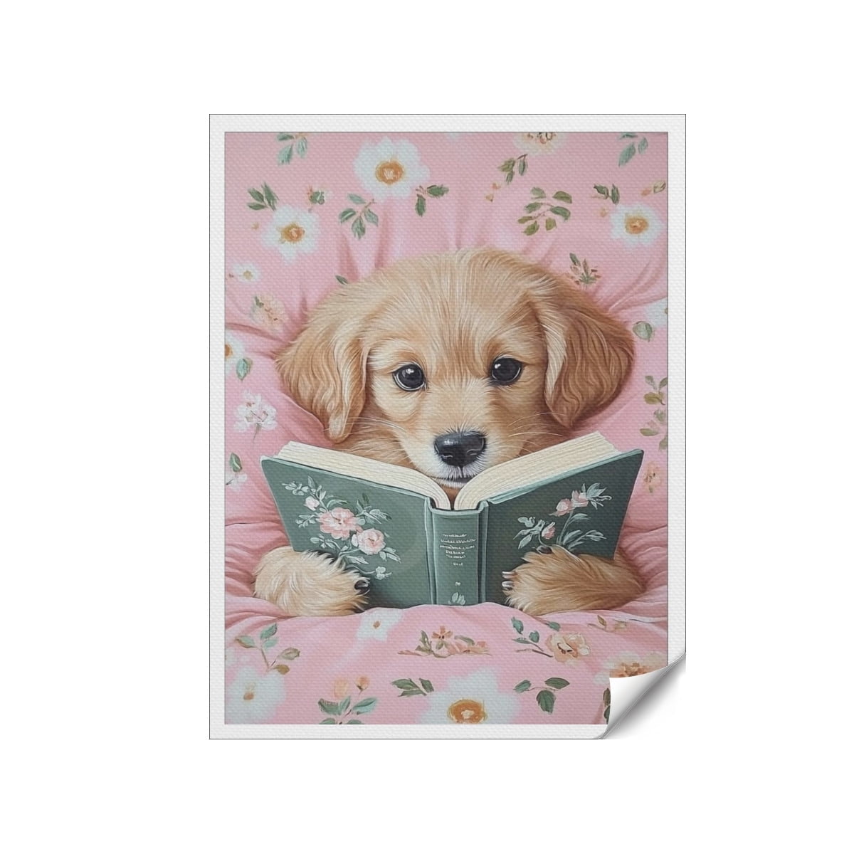 Cute Dog Reading In Bed Canvas Wall Art Trendy Funny Animal Poster ...